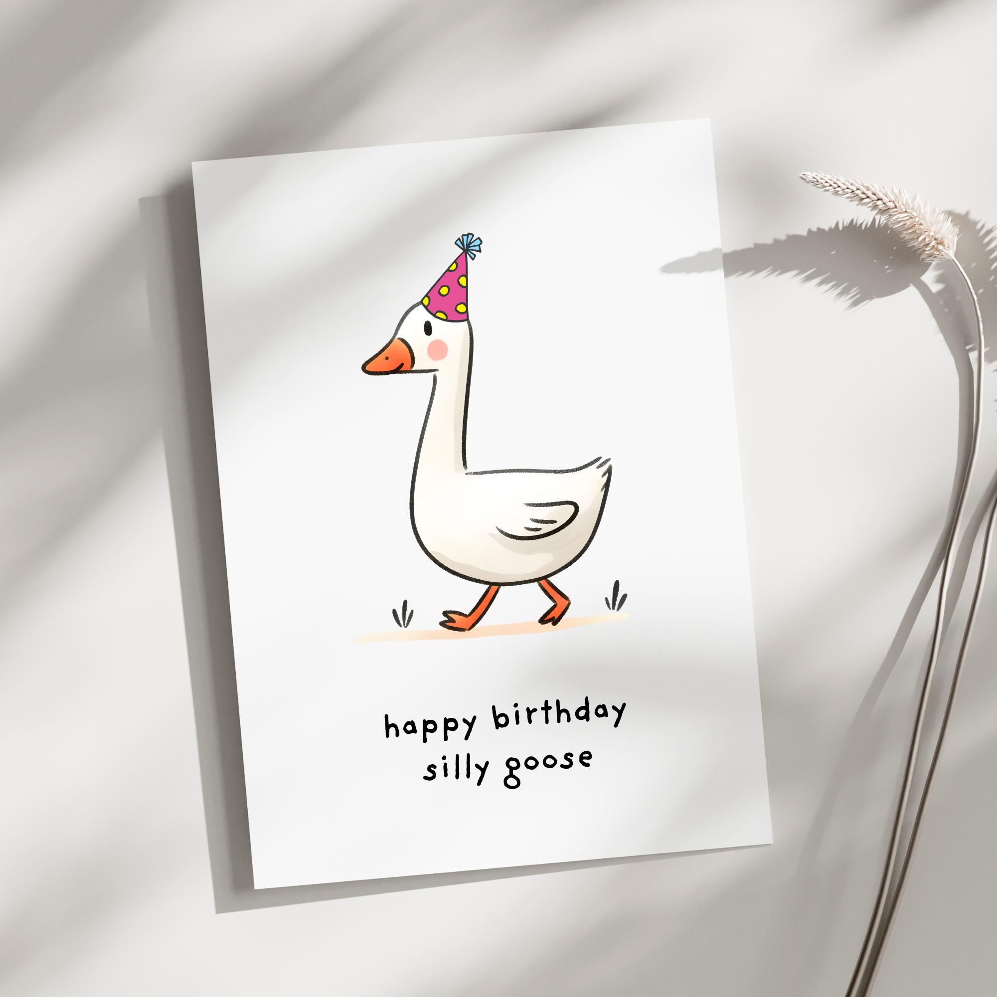 Silly Goose Birthday Card Goose Game Greeting Card, Goose With Party ...