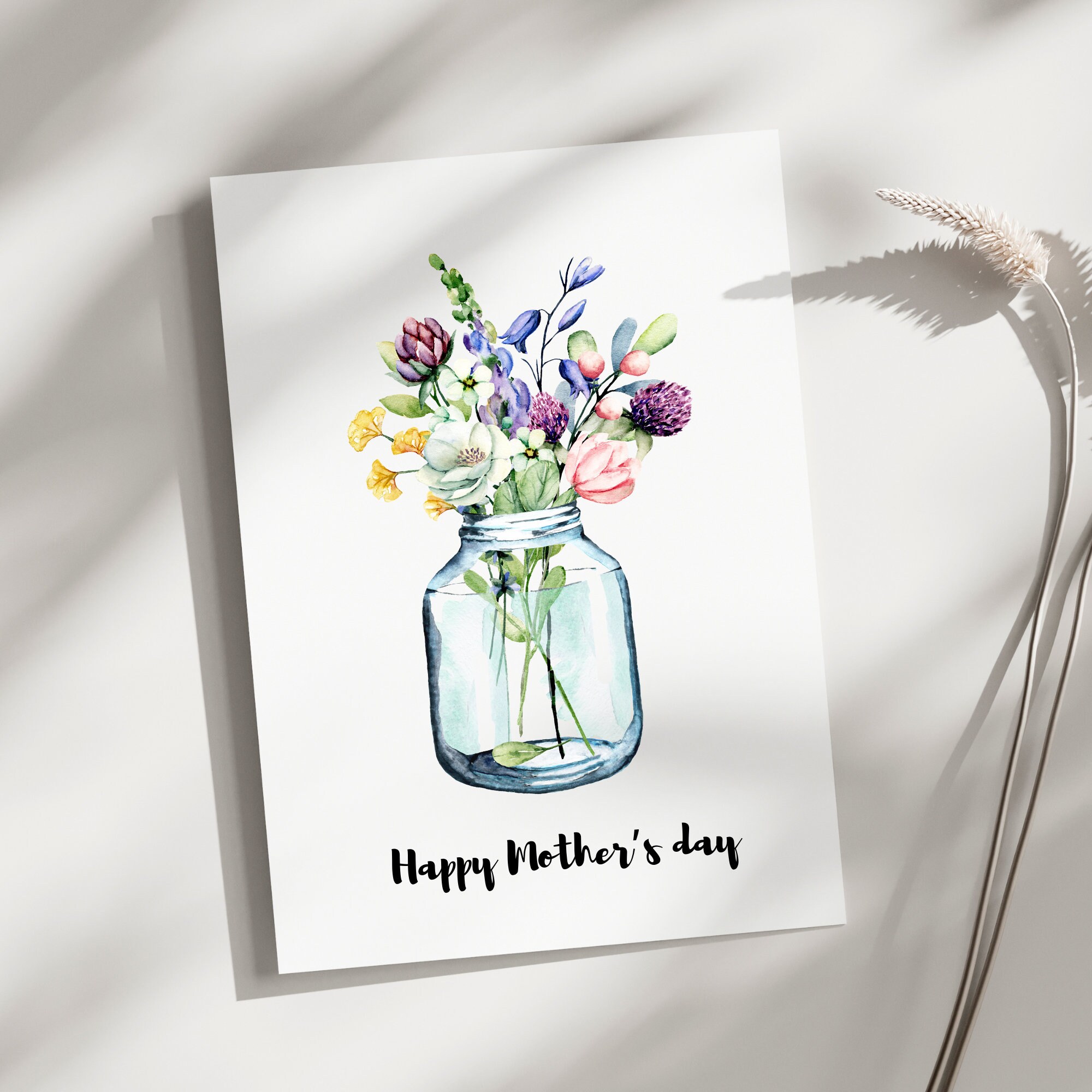 Flower Mother's Day Card, Floral Mothers Day Card, Wildflowers in Mason ...