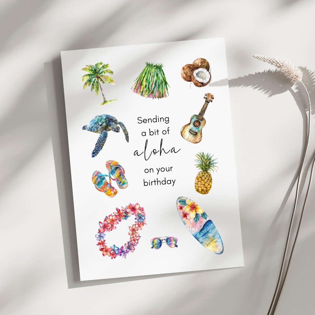 Funny Birthday Card, Hawaiian Birthday Card Aloha Birthday Card ...