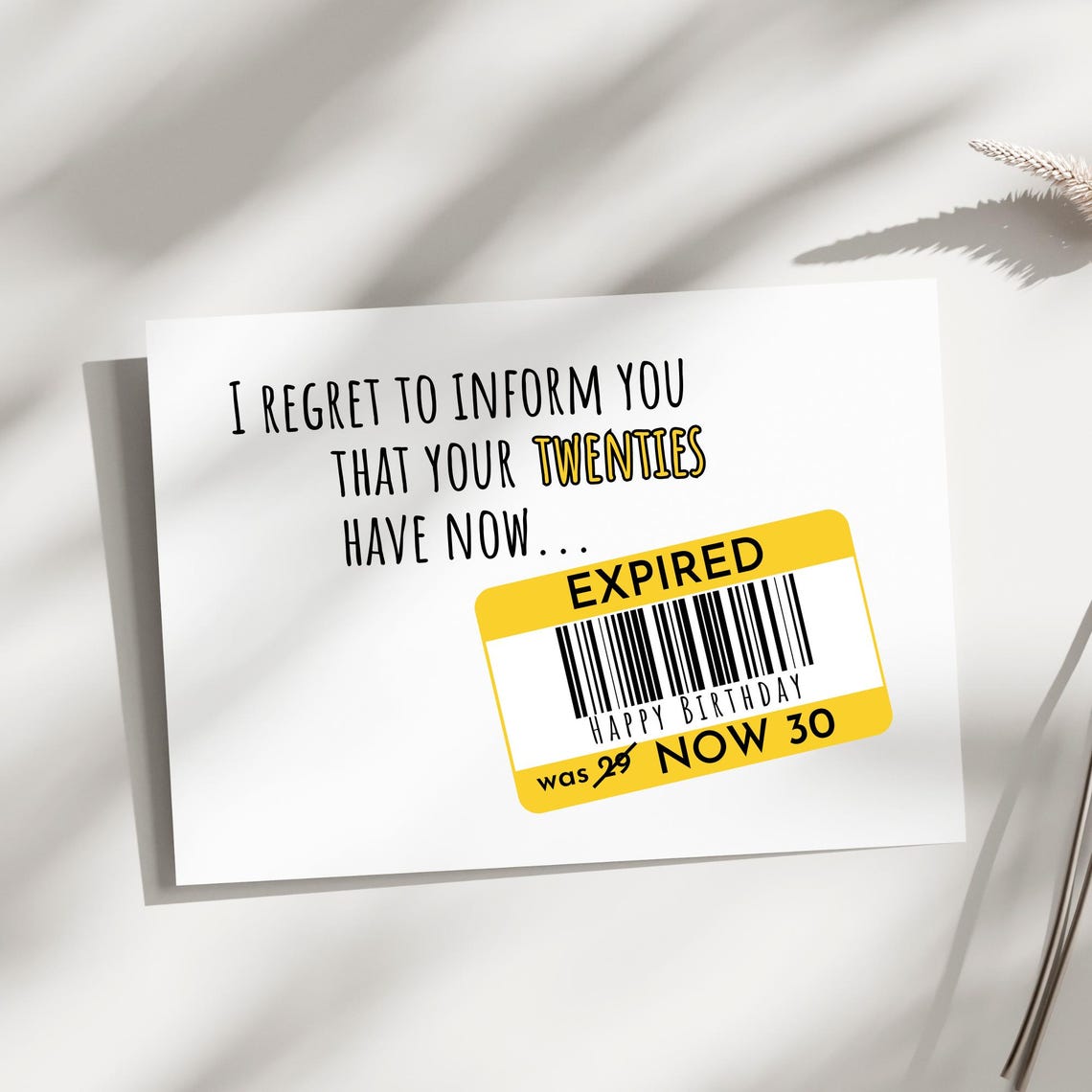 Funny 30th Birthday Card Funny Birthday Card Twenties Have Now Expired ...