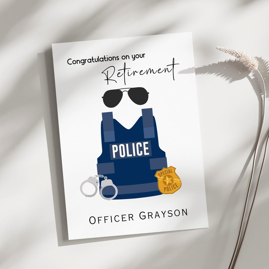 Personalized Police Retirement Card, Police Retirement Card, Police ...