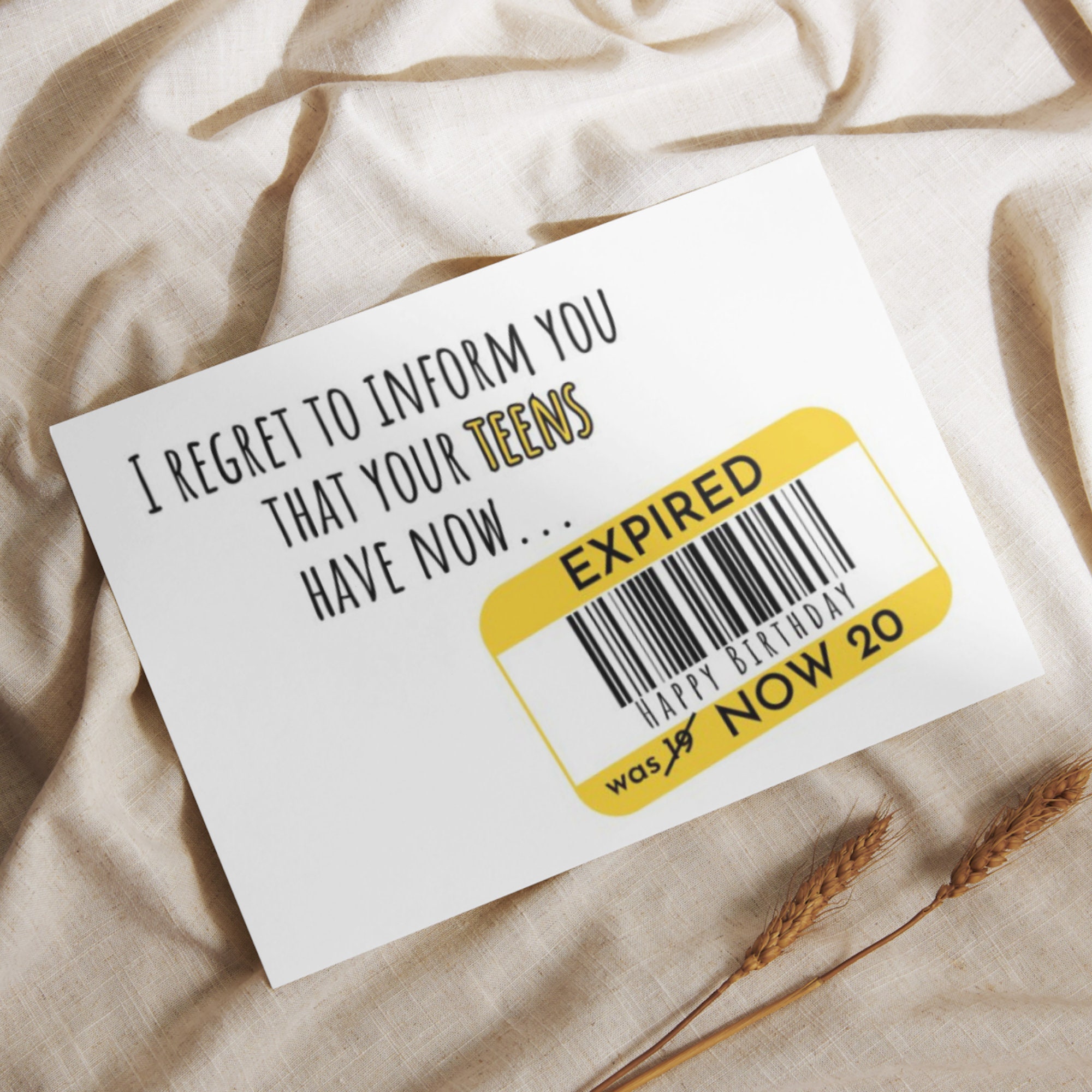 Funny 20th Birthday Card, Funny Birthday Card, Teens Have Now Expired ...