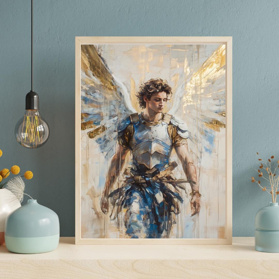 Archangel Michael Portrait Digital Art, Archangel Michael Printable, Archangel Michael Wall Art ...