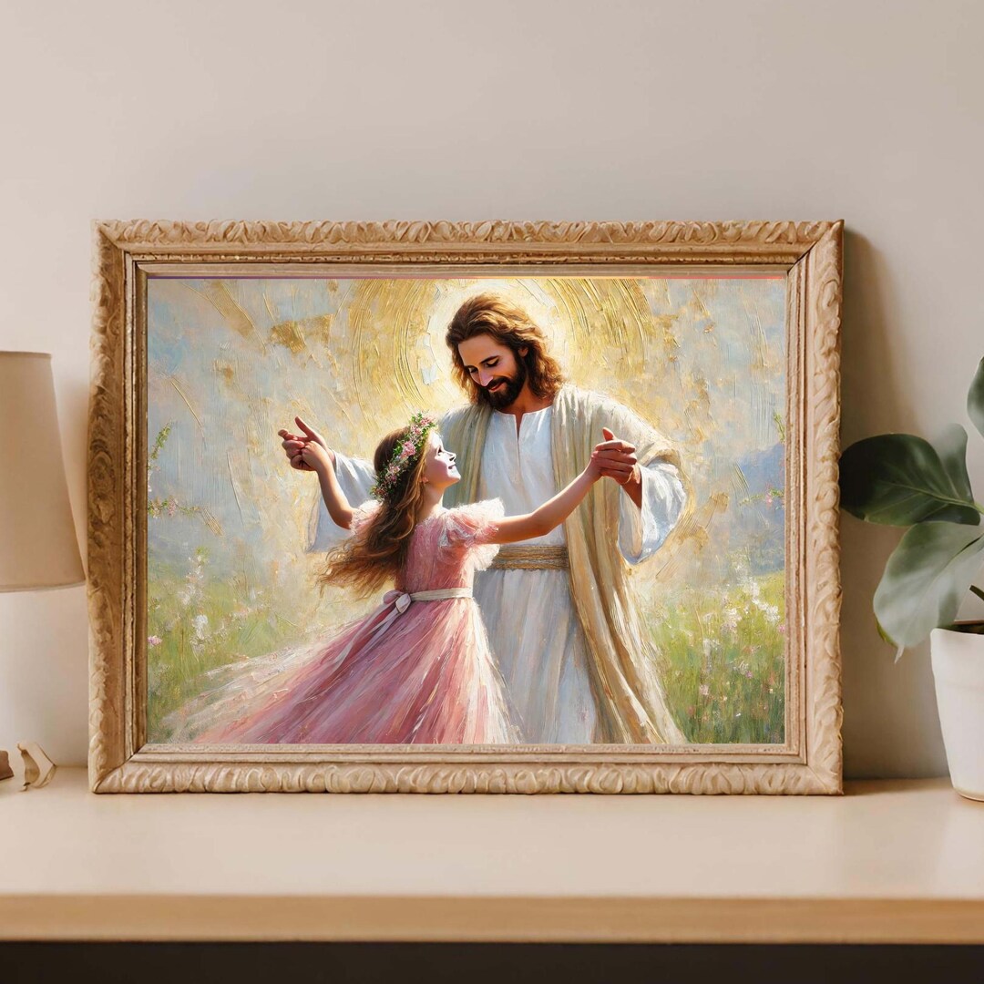 Jesus Dancing With a Girl Art, Modern Christian Art, Digital Art, Bible ...