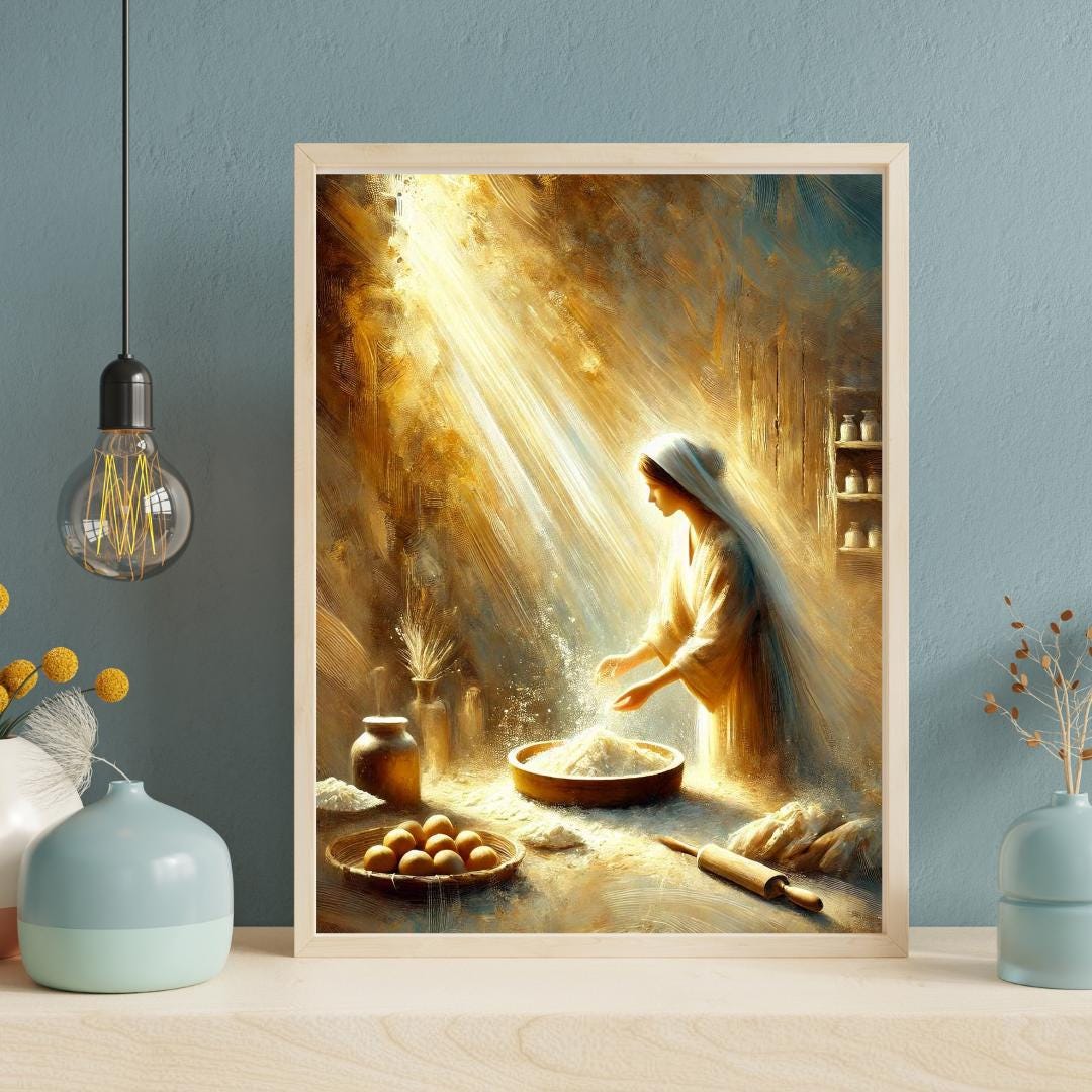Parable of the Leaven Digital Art, Modern Christian Art, Digital Art, Bible Wall Art, Parables ...