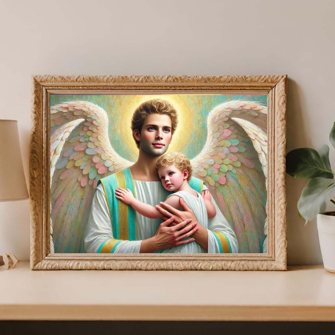 Guardian Angel Digital Art, Angels Art Print, Modern Christian Art ...