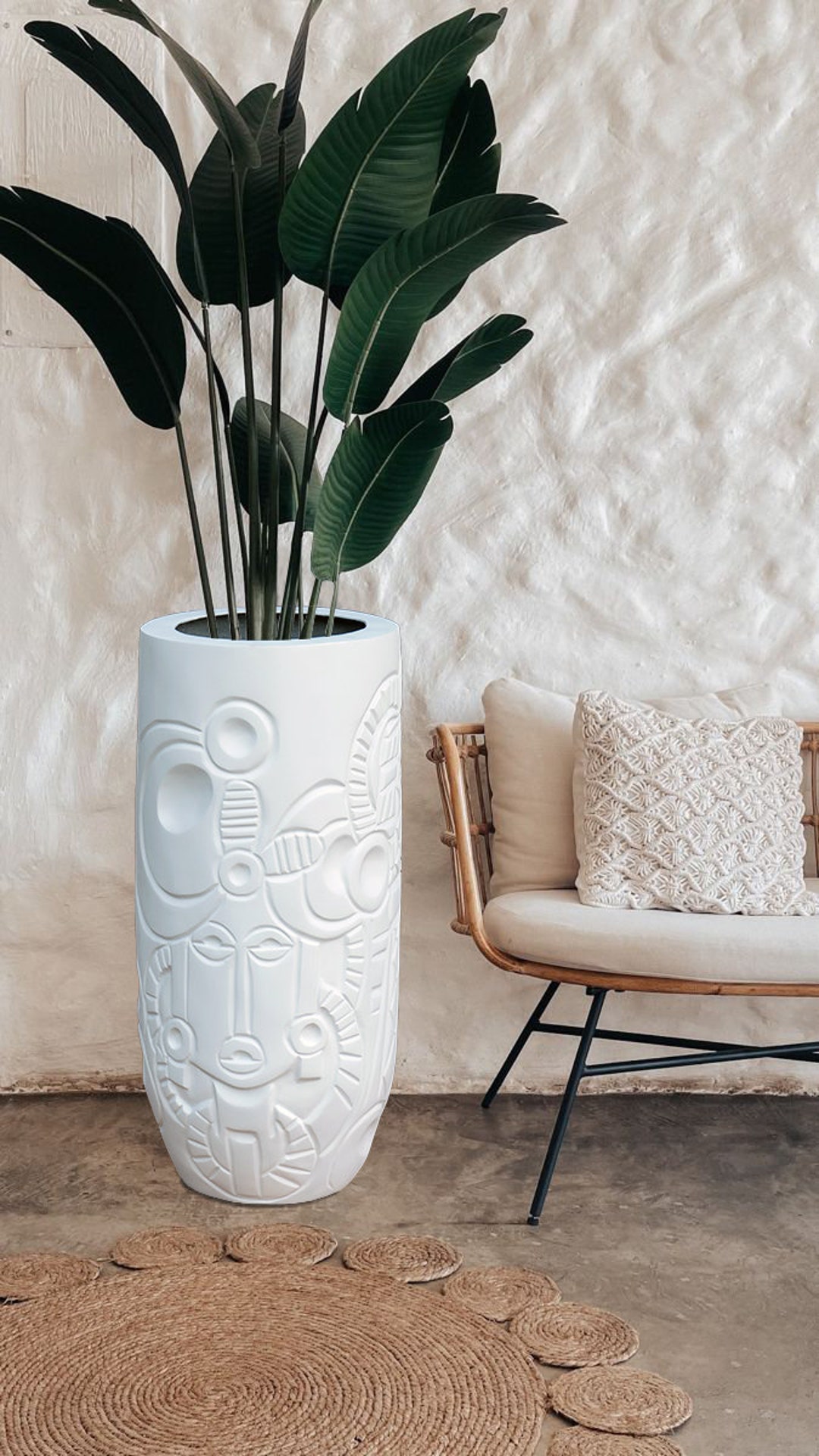 Engraved Tribal Art Planter planter for Home for Dry and Fresh Flower ...