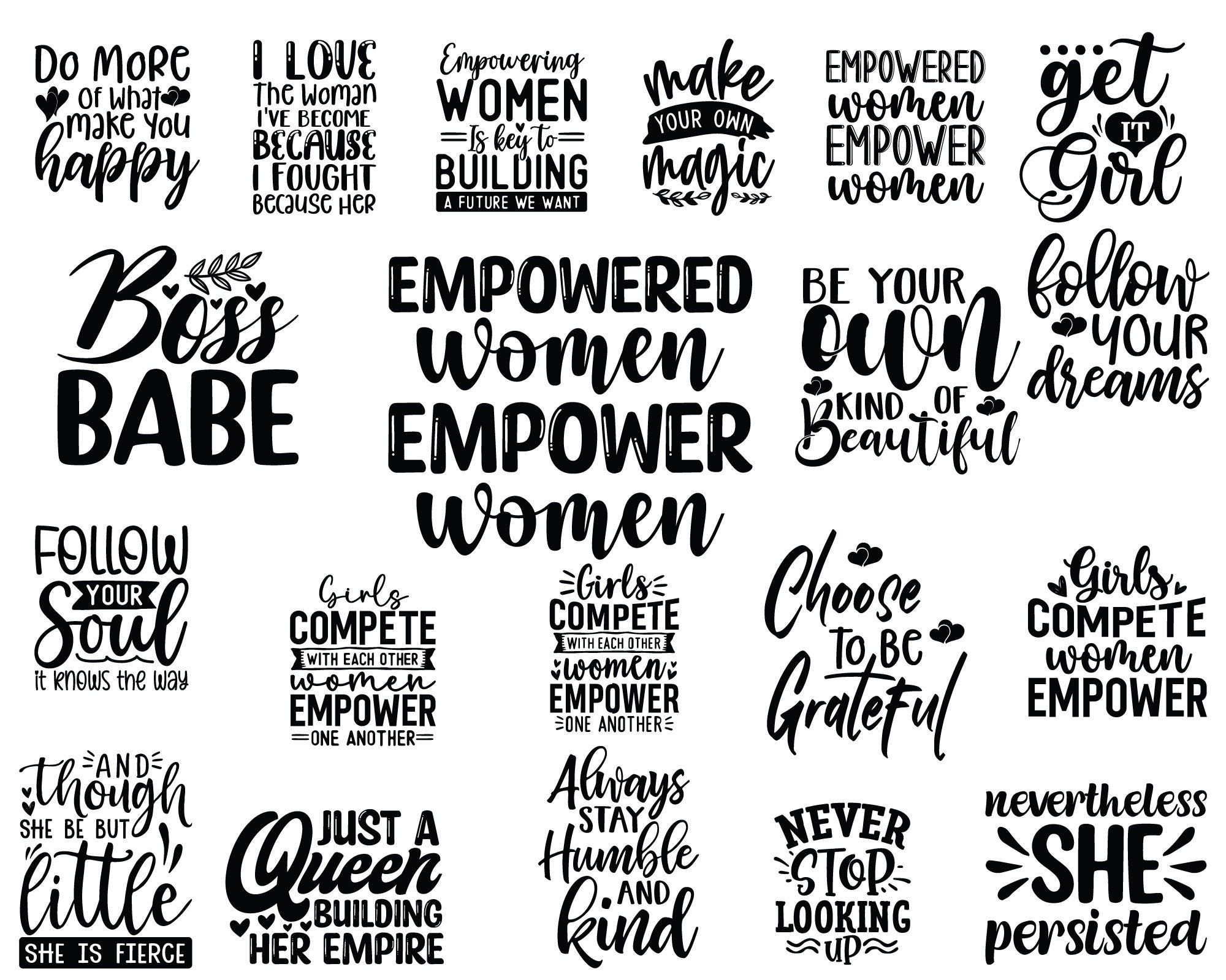 Women Empowerment Bundle SVG, Motivational Svg, Positive Quotes Svg ...