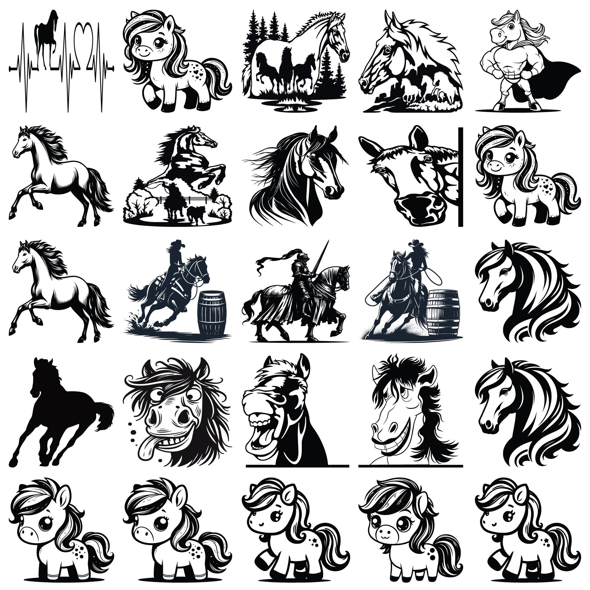 Horse Silhouette, Horse Cut File, Horse Design Svg, Horse Vector ...