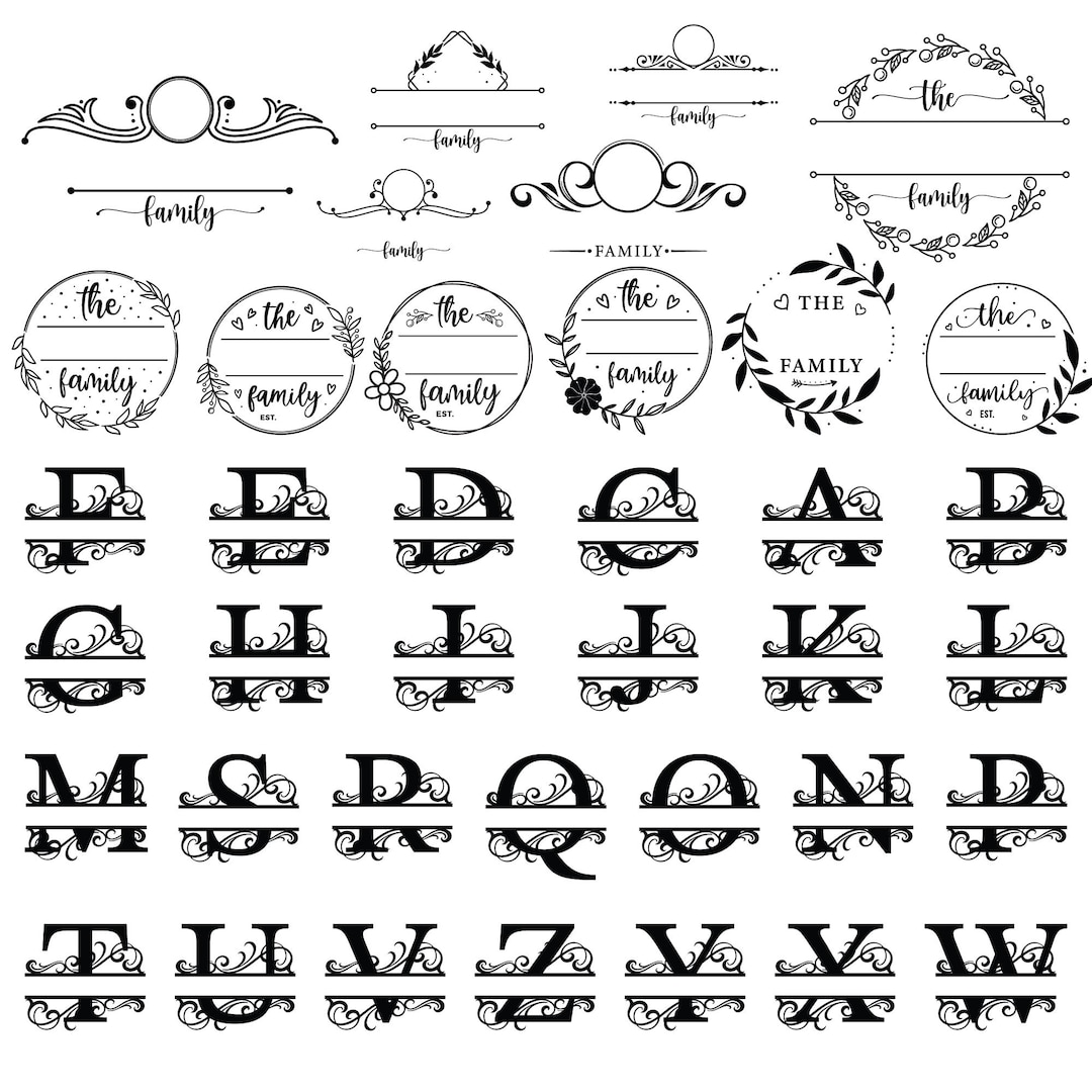 Monogram Letters Svg, Split Monogram Names, Font Monogram Svg, Monogram ...