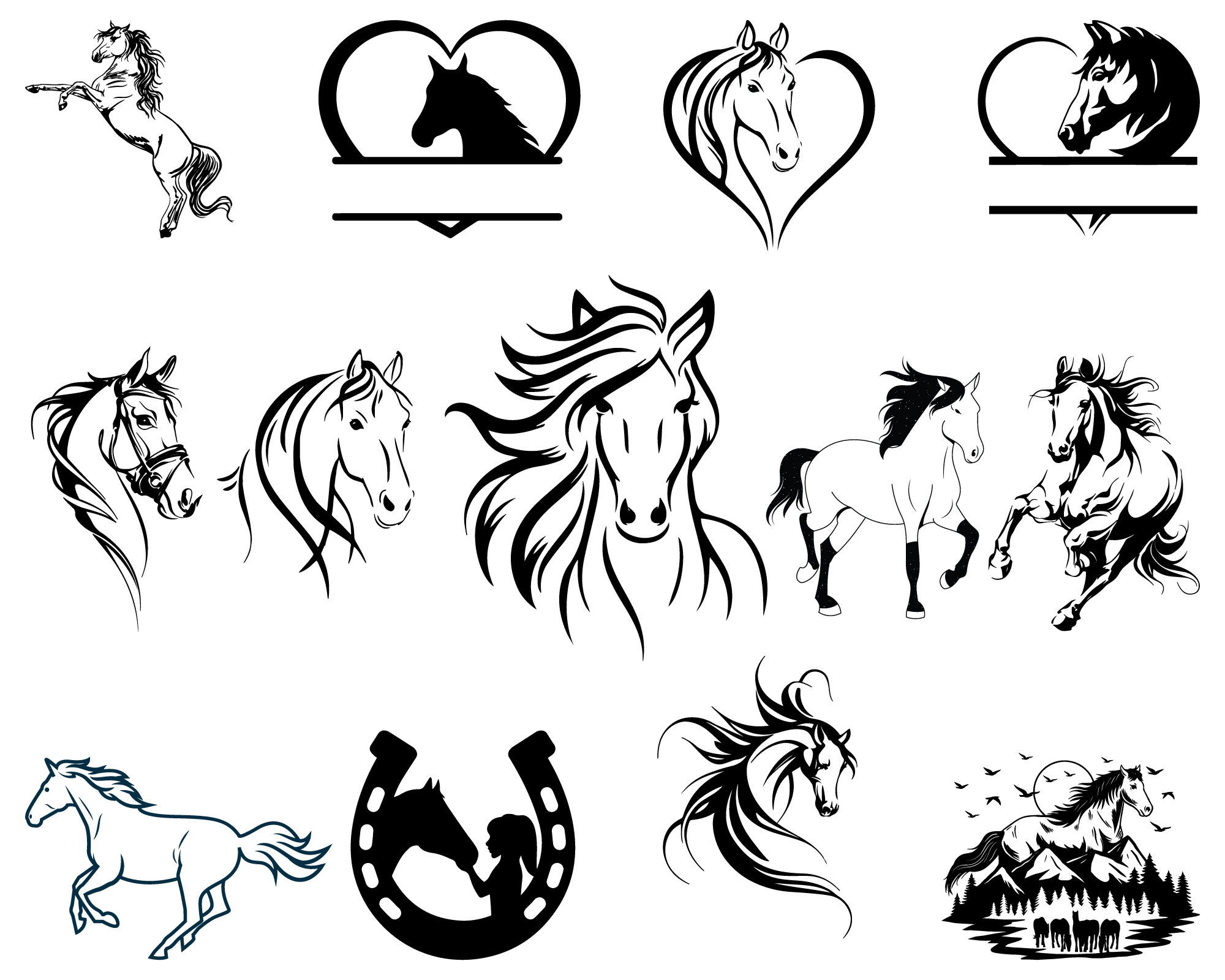 Mean Horse Head Stencil