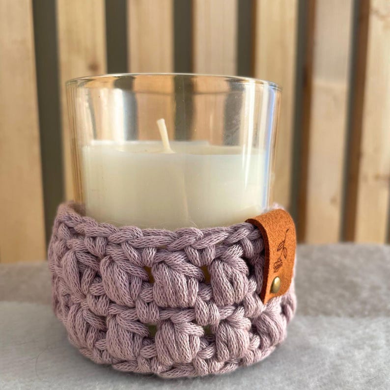 Crochet Pattern Puff Stitch Candle Holder | Candle Holder Cozy | Plant ...