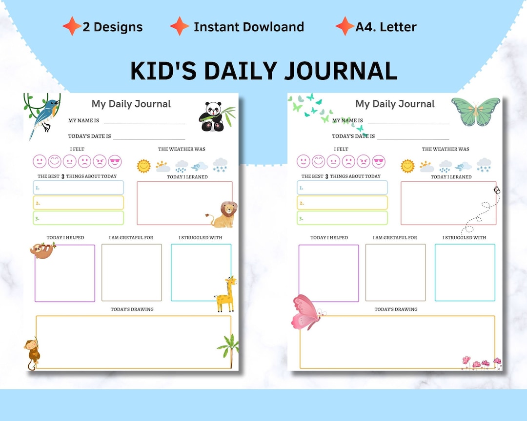 Kids Daily Journal Printable Journal for Kids Diary for Children Kids ...