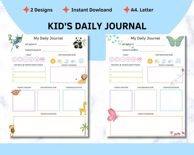 Kids Daily Journal Printable Journal for Kids Diary for Children Kids ...
