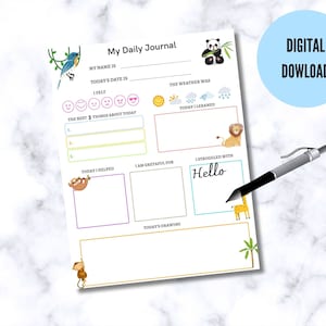 Kids Daily Journal Printable Journal for Kids Diary for Children Kids ...