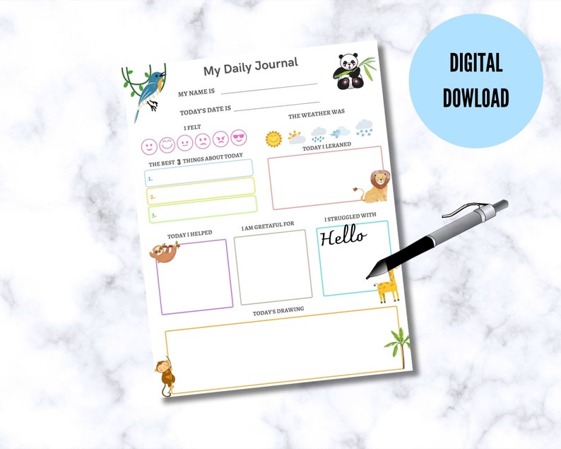 Kids Daily Journal Printable Journal for Kids Diary for Children Kids ...