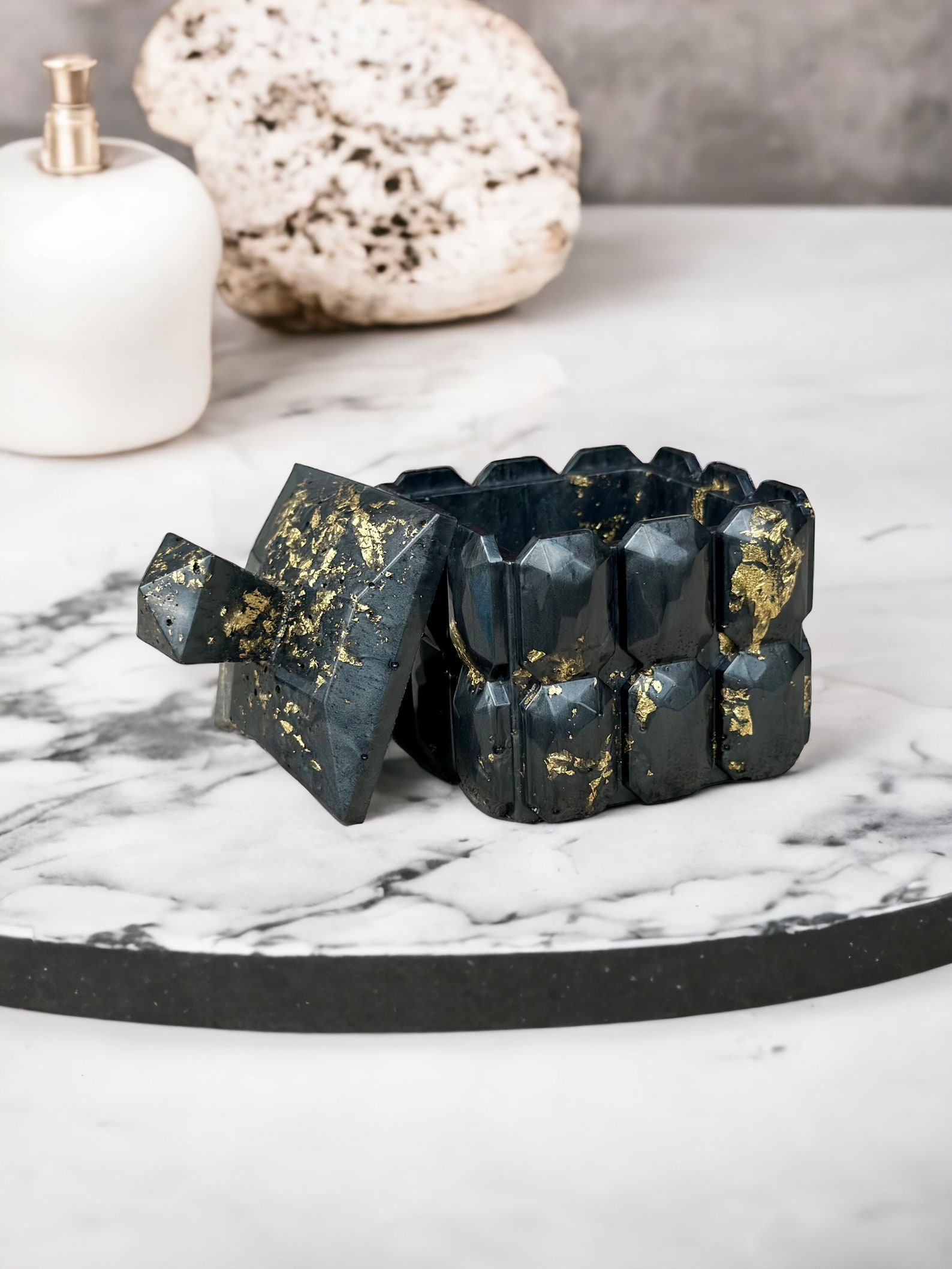 Black and Gold Epoxy Resin Container - Etsy