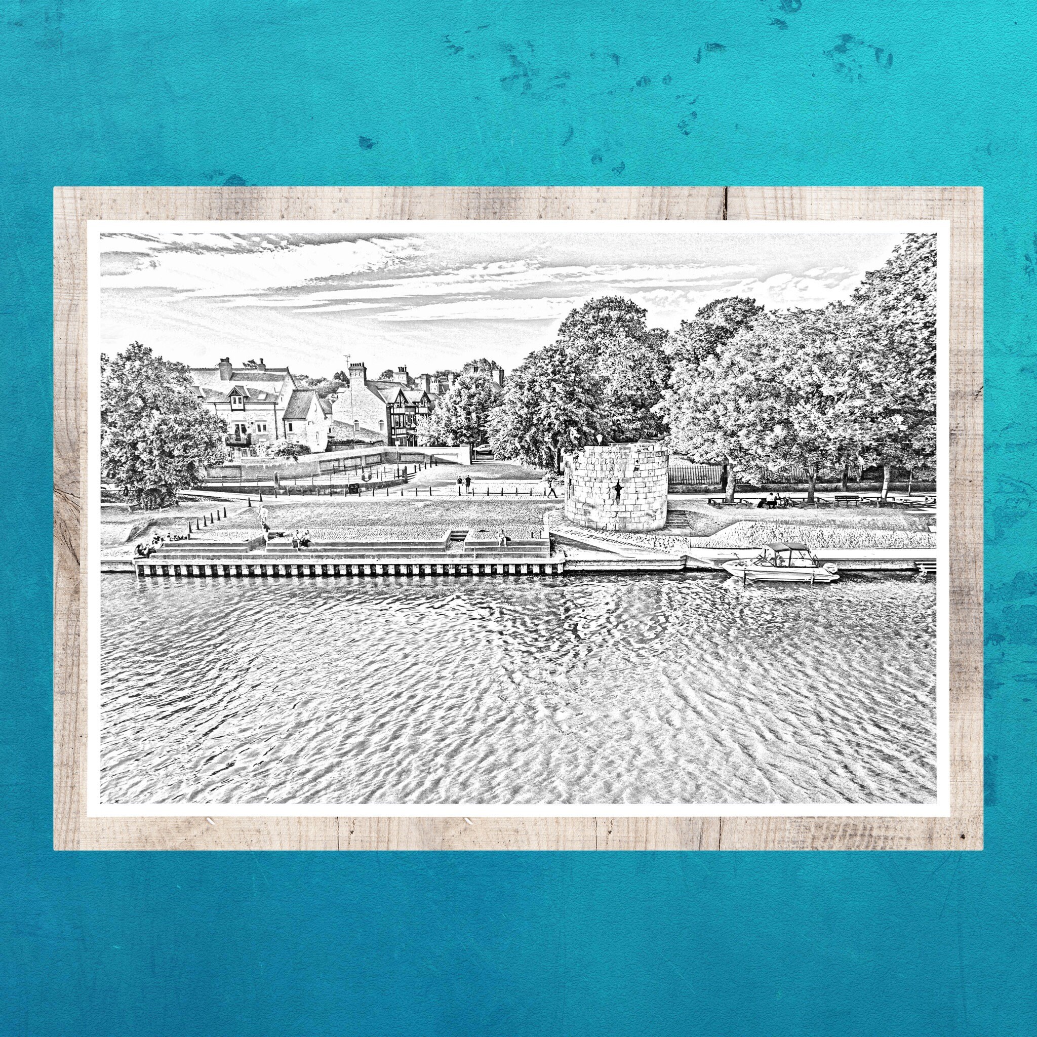 The River Ouse, York, Sketch Drawing / Photo. 2 X Digital Print ...
