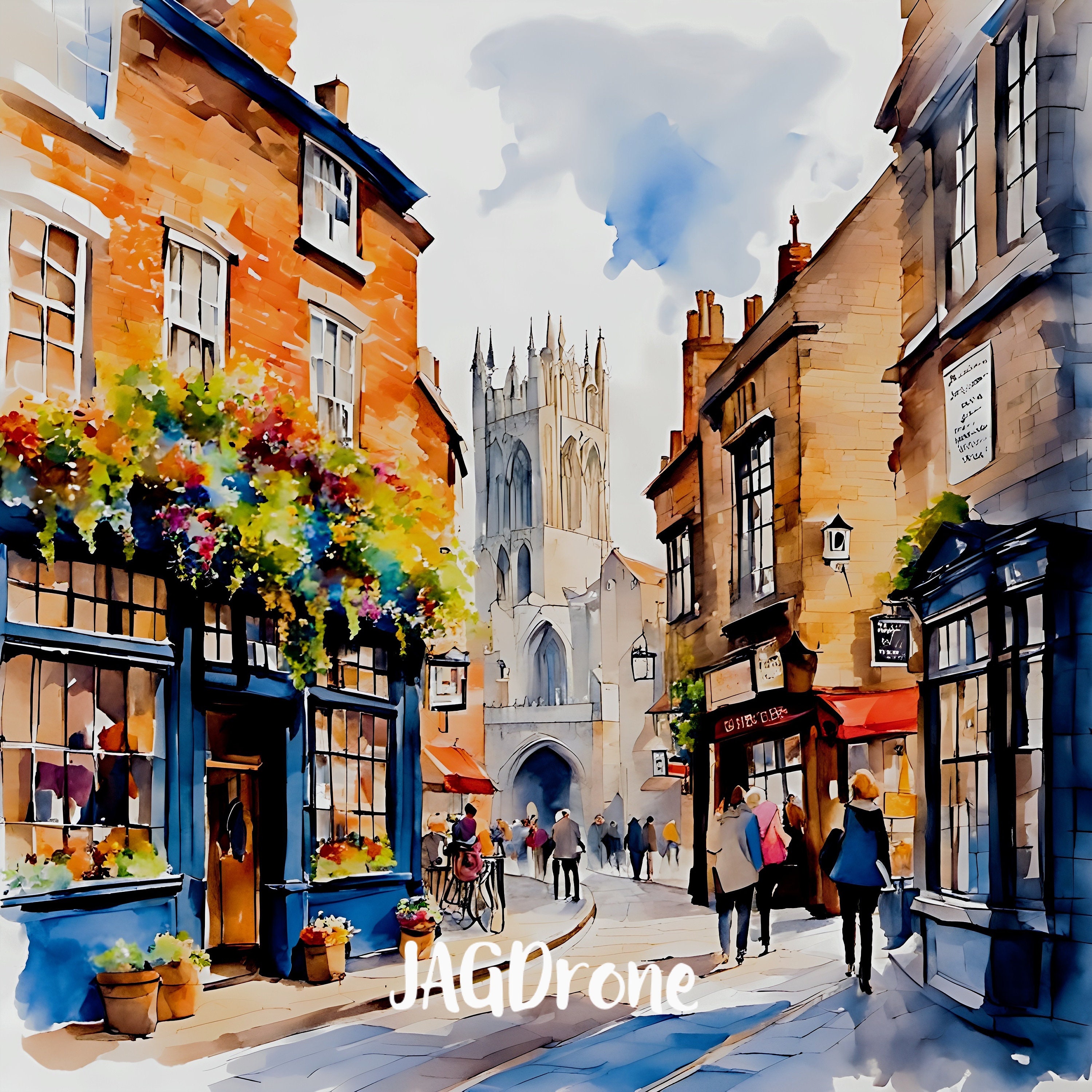The Shambles, York, Ai Watercolour - 3 X Ai Art Digital Print ...