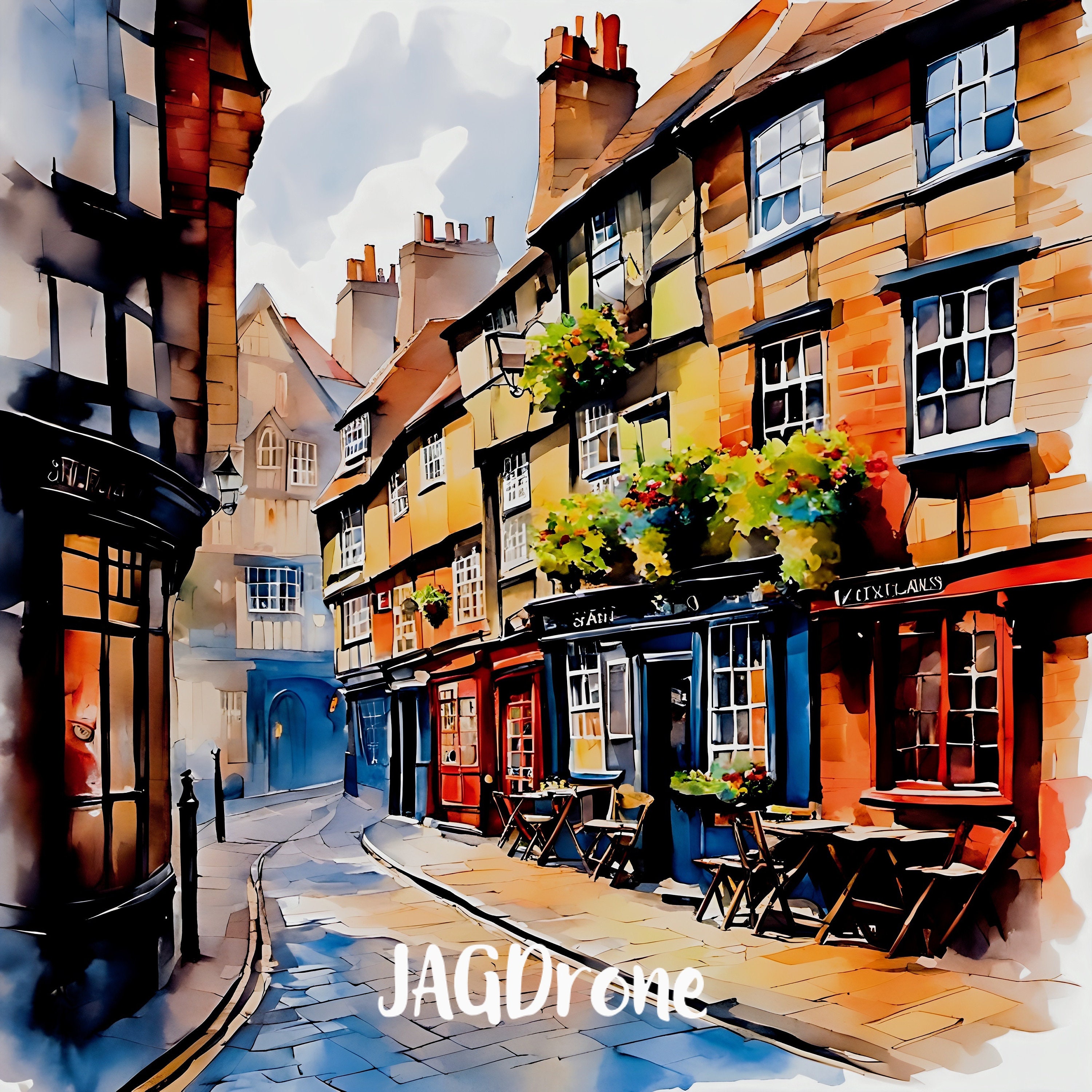 The Shambles, York, Ai Watercolour - 3 X Ai Art Digital Print ...