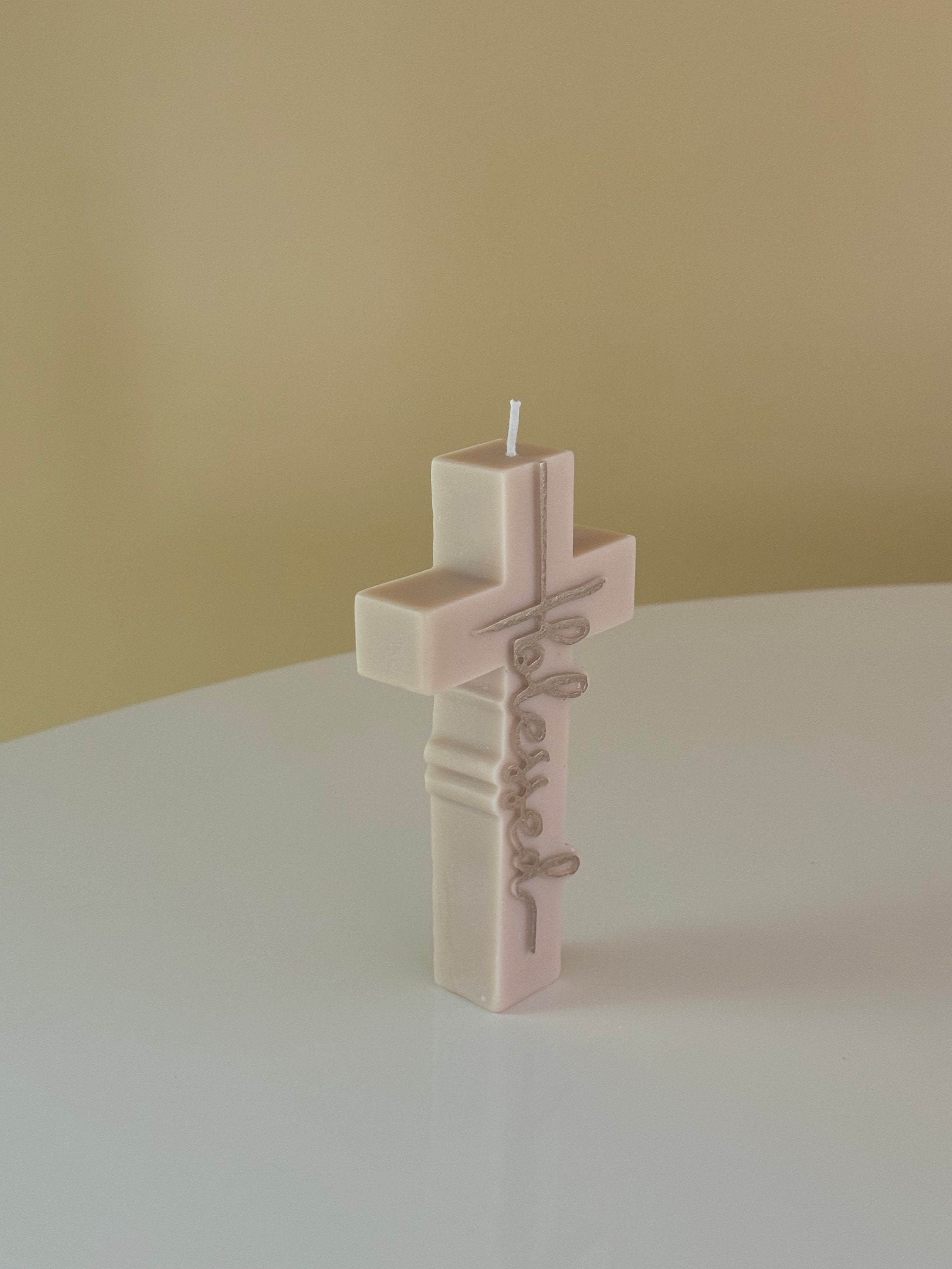 Blessed Cross Candle: Soy Wax, Handmade Home Decor Gift - Etsy