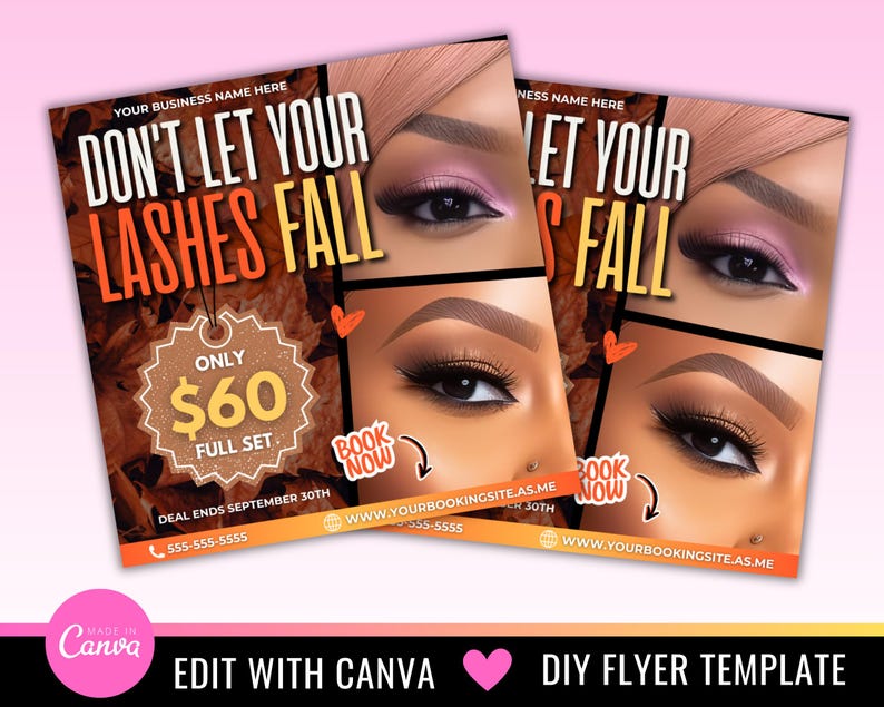Fall Lash Special Flyer: Lash Tech September Booking (canva Template ...