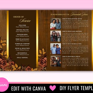 Rustic Brown Floral Funeral Program Template: Celebration of Life ...