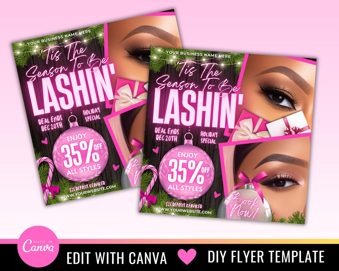 Pink Christmas Lash Sale Flyer, Christmas Lash Flyer, Christmas Lash ...