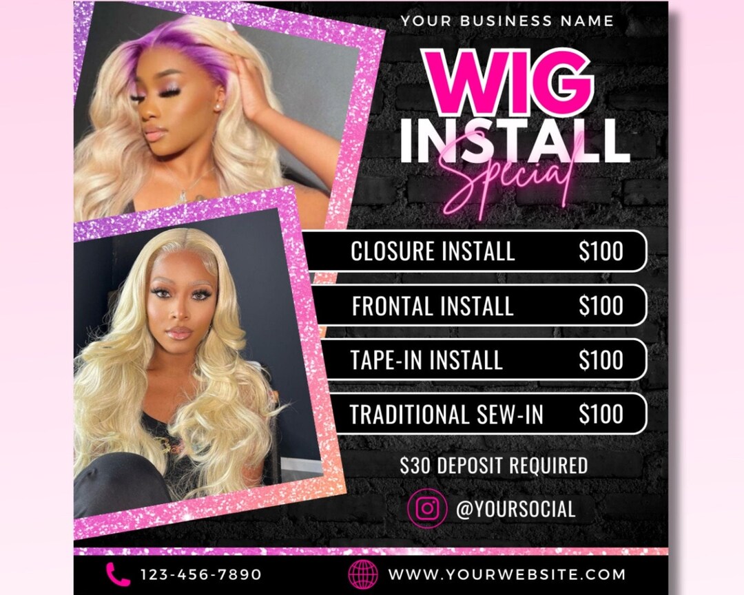 Wig Install Special Flash Sale Flyer Template, Price List, Wig ...