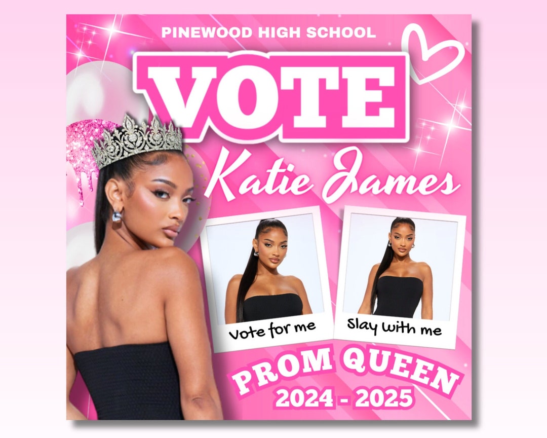 Pink Vote Prom Queen Campaign Flyer (canva Template) - Etsy