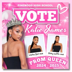 Pink Vote Prom Queen Flyer, Prom Queen Campaign Flyer, High School ...