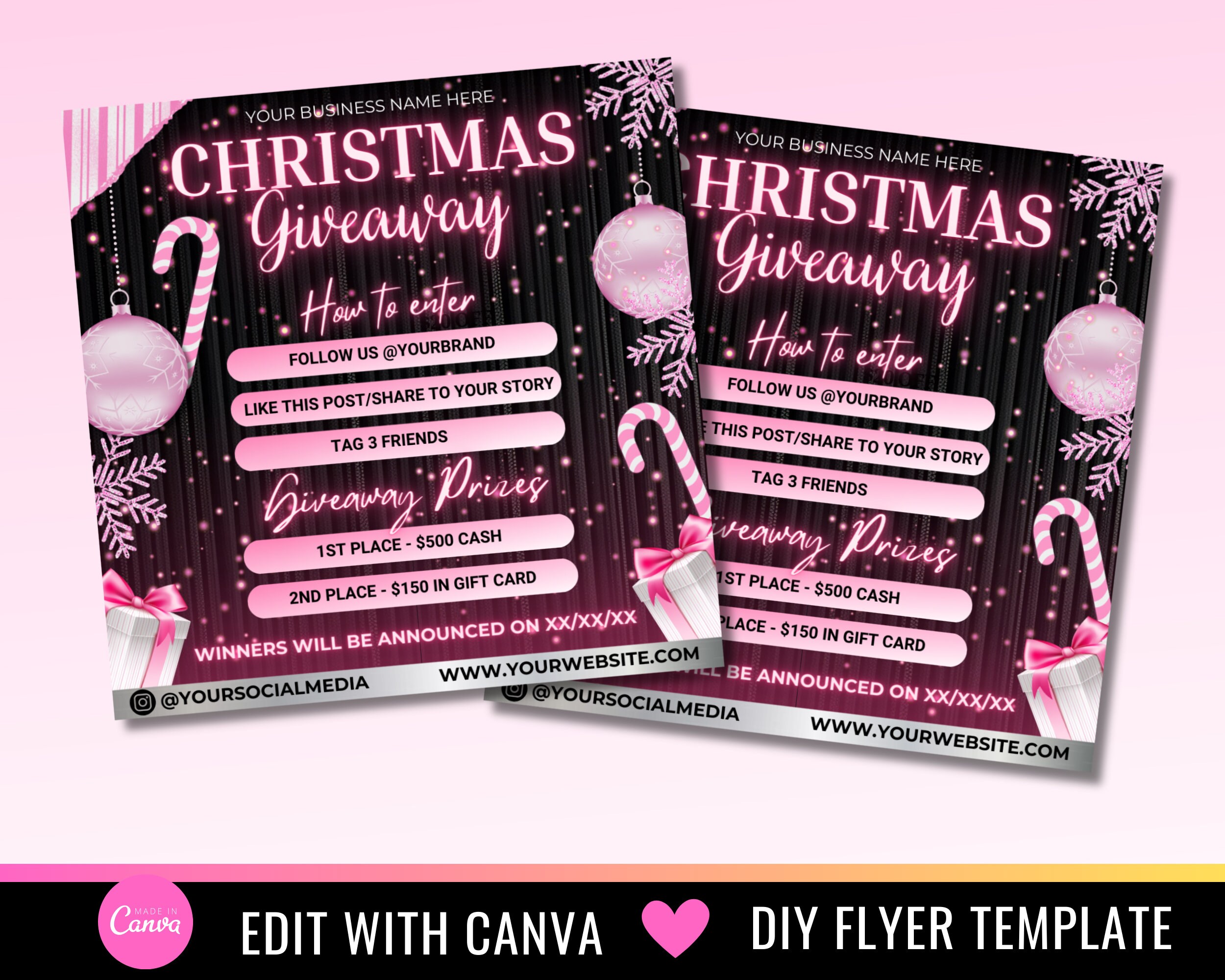 Christmas Giveaway Flyer Template: Boutique, Lashes, Nails (canva ...