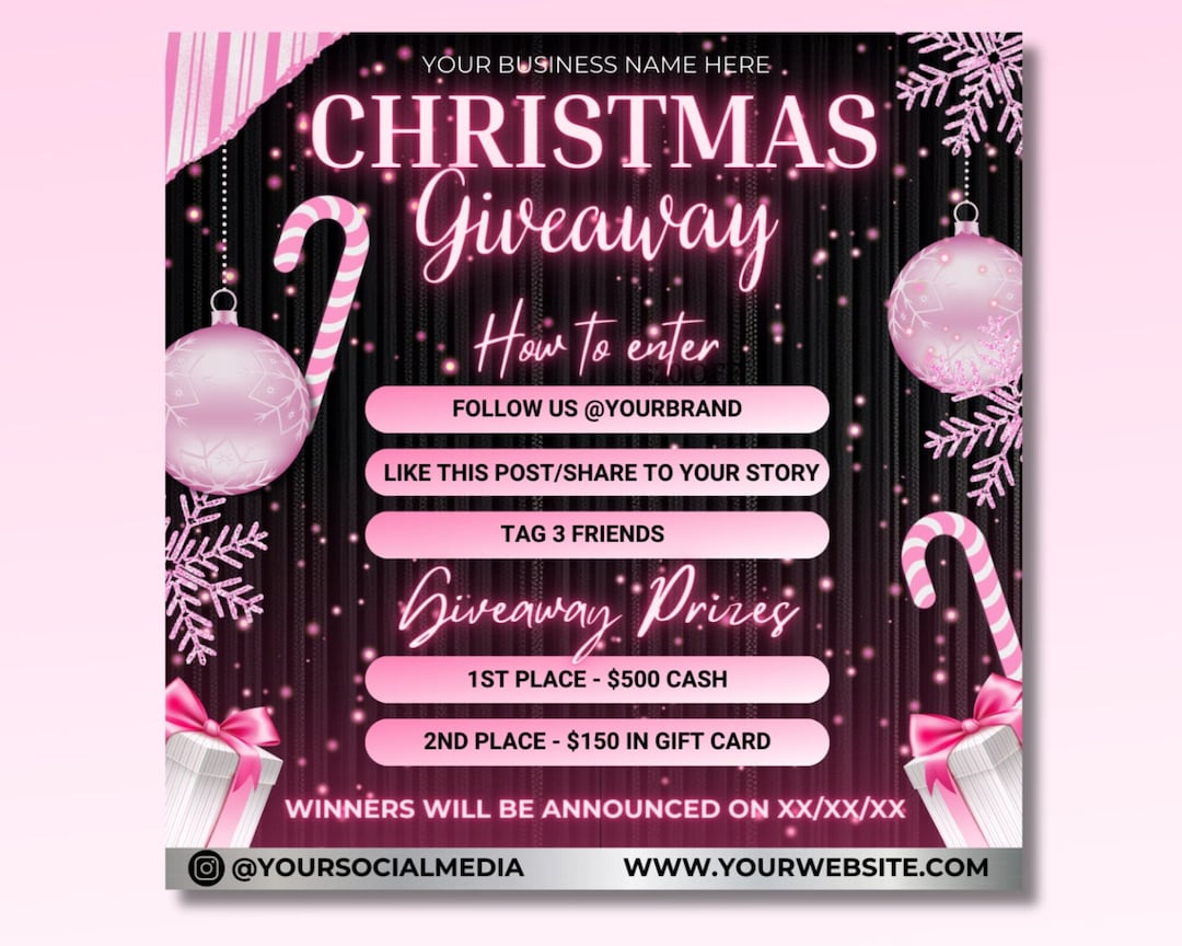 Christmas Giveaway Flyer Template: Boutique, Lashes, Nails (canva ...