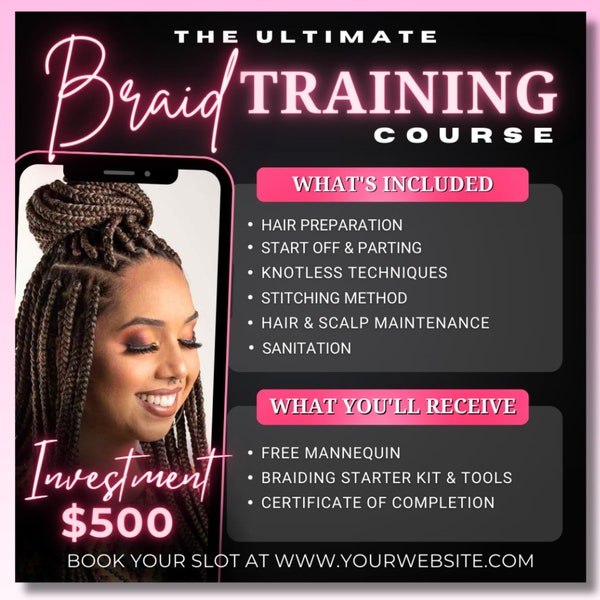 Hair Braiding Course Template - Etsy