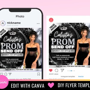 Silver Prom Send off Flyer, Prom Send off Invitation, Prom Party Flyer ...