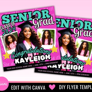 Pink Graduation Flyer, Graduation Announcement Flyer, Graduation ...
