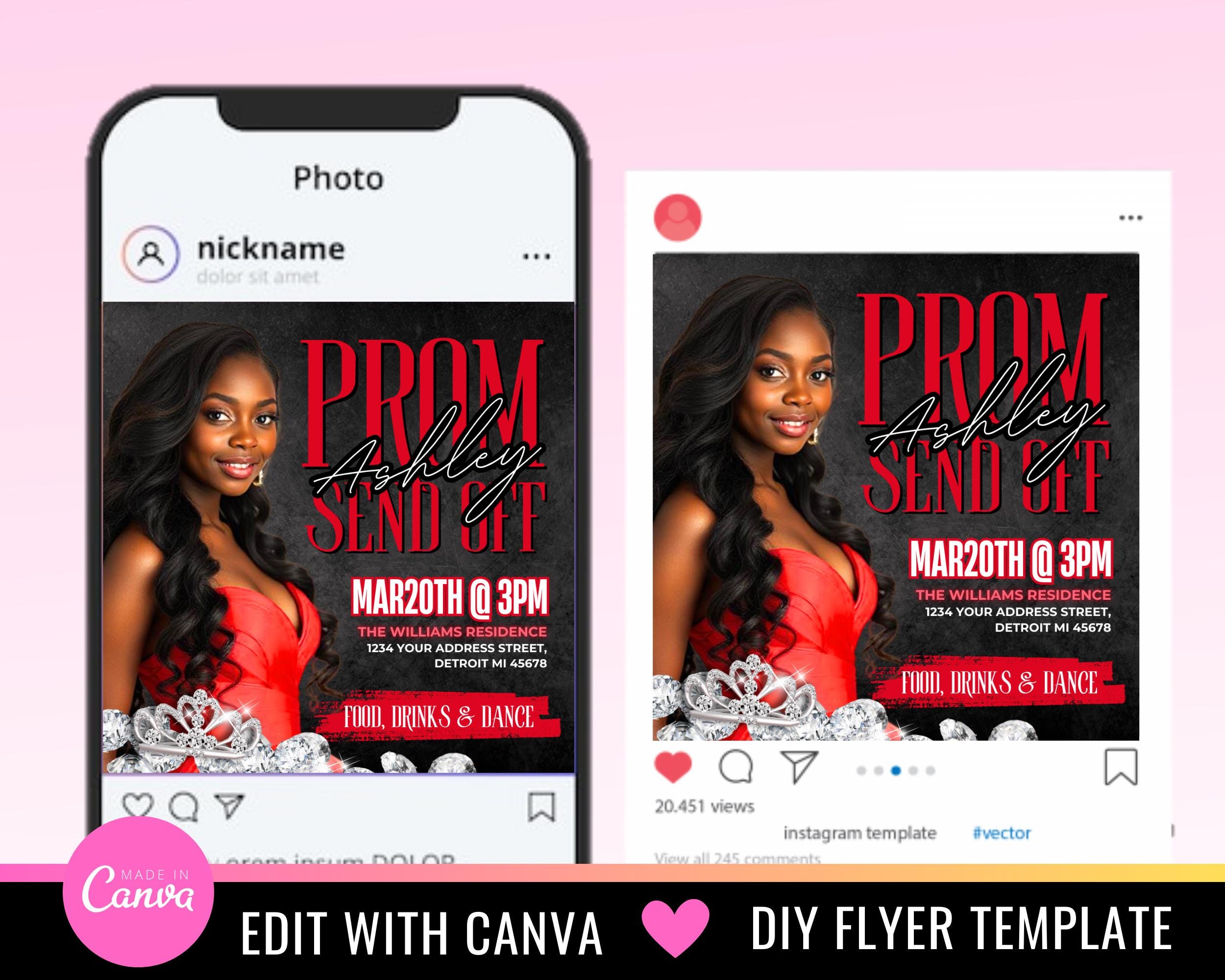 Red Prom Send off Flyer: DIY Canva Template - Etsy
