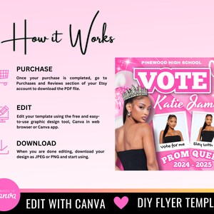 Pink Vote Prom Queen Flyer, Prom Queen Campaign Flyer, High School ...