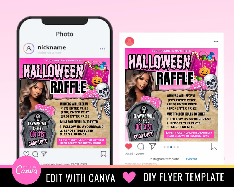 Halloween Raffle Flyer: DIY Canva Template - Etsy