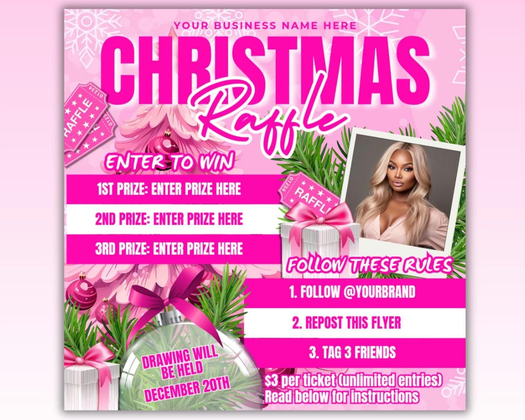 Christmas Raffle Flyer, Christmas Giveaway Flyer, Christmas Contest ...