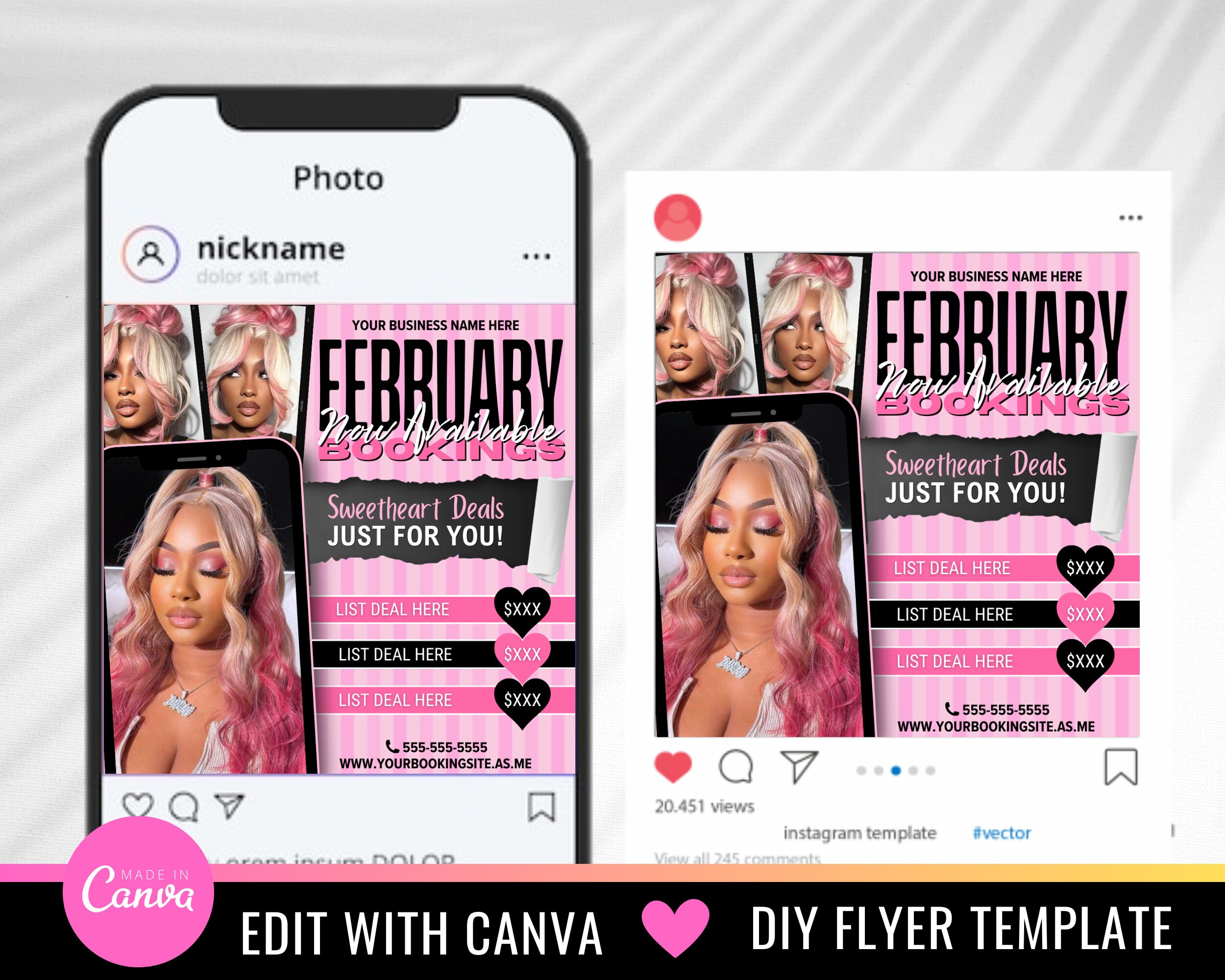 February Booking Flyer, Valentine's Day Special Flyer, Appointments ...