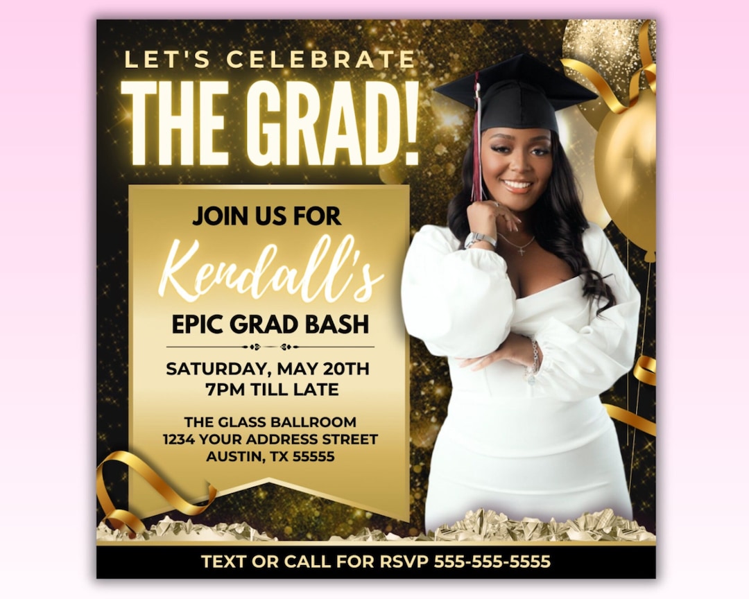 Gold Graduation Party Flyer, Graduation Flyer, Graduation Invitation ...