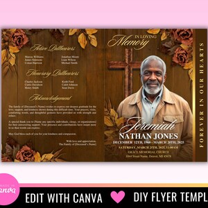 Rustic Brown Floral Funeral Program Template: Celebration of Life ...