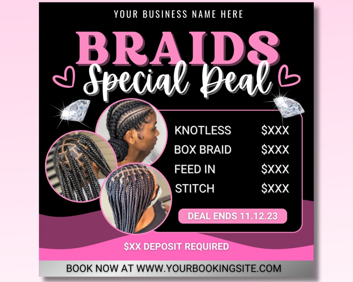Braids Flyer, Braids Special Flyer, Braids Sale, Braider Flyer, Braids ...