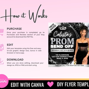 Silver Prom Send off Flyer, Prom Send off Invitation, Prom Party Flyer ...