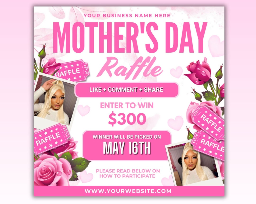 Mother's Day Raffle Flyer, Mother's Day Giveaway, Mothers Day Give Away ...