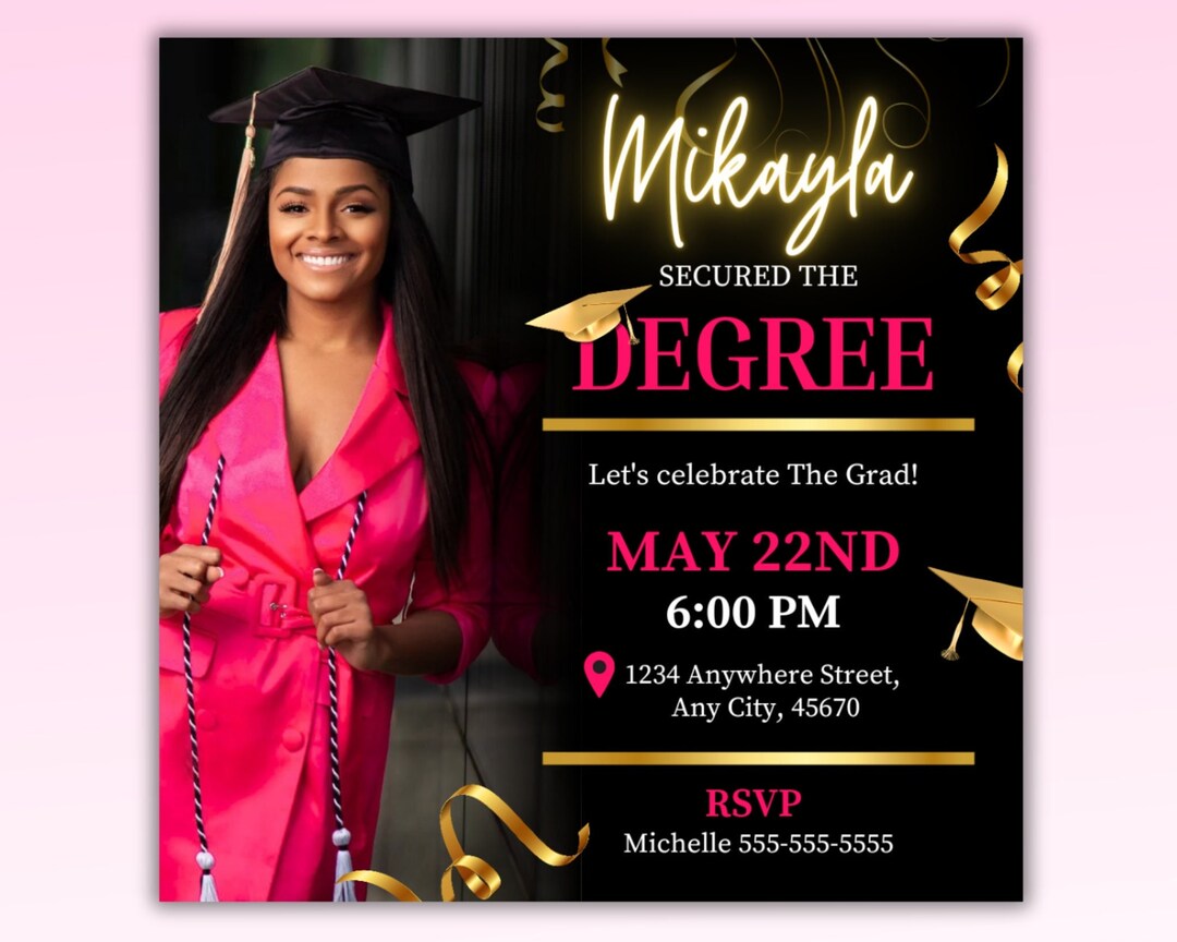 Red Gold Graduation Party Flyer: Celebration Invite (canva Template) - Etsy