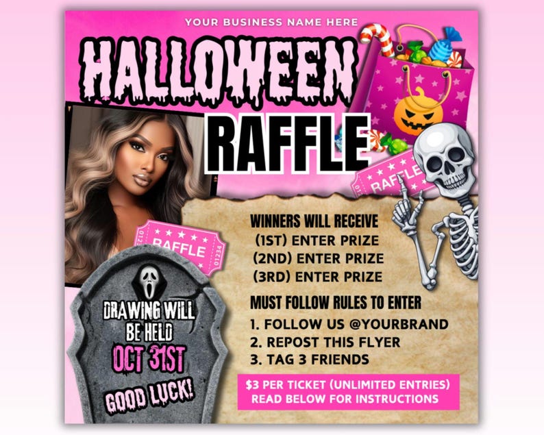 Halloween Raffle Flyer: DIY Canva Template - Etsy