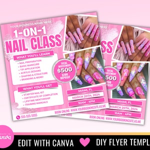 Nail Class Flyer, Nail Training Flyer, 1 on 1 Nail Class, Nail Course ...