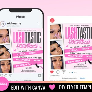 Lash Extensions Flyer: Lash Tech Booking Promo (canva Template) - Etsy